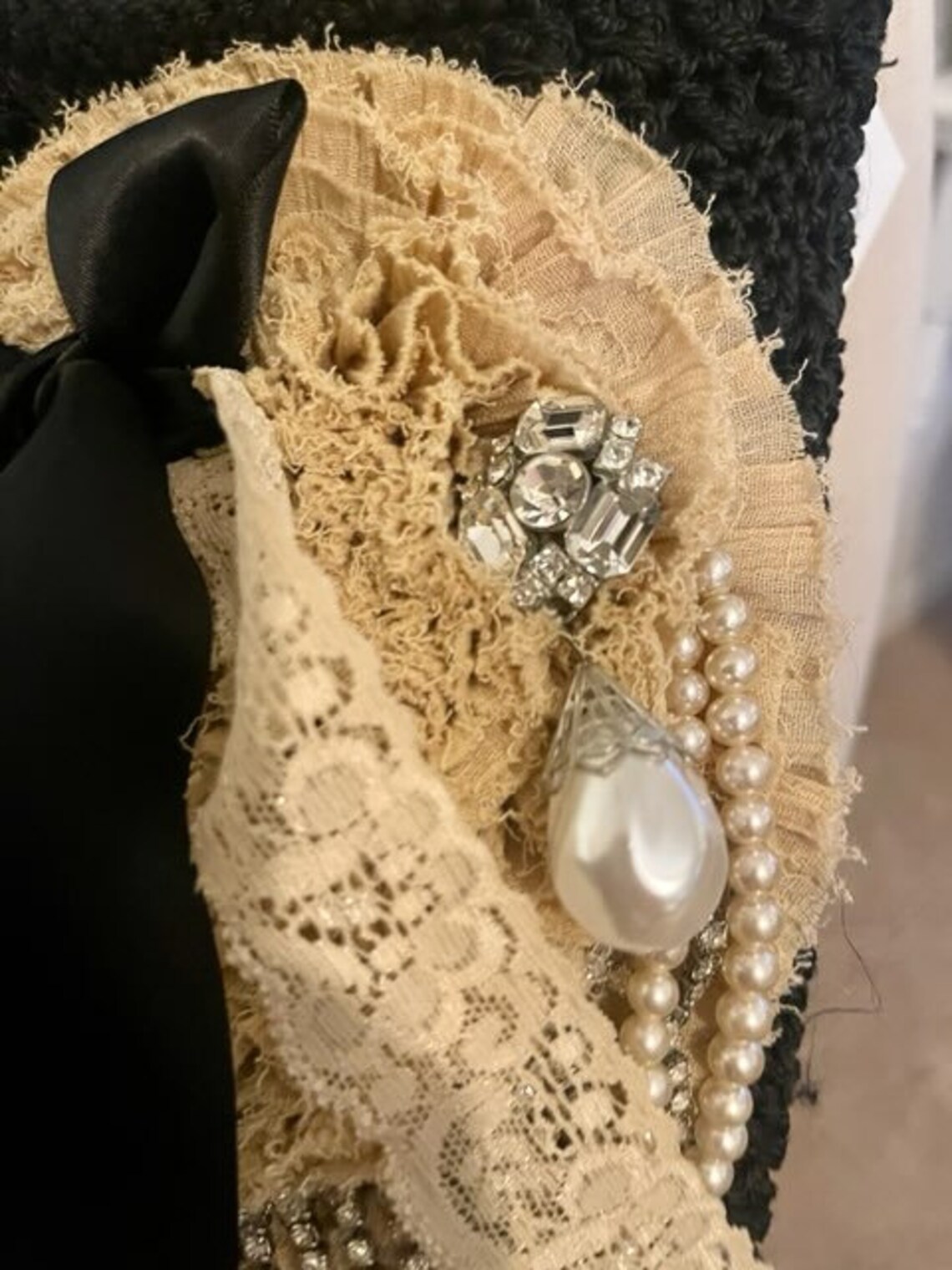 Romantic Gypsy Vibe Black Crochet Crossbody Bag Black Crochet - Etsy