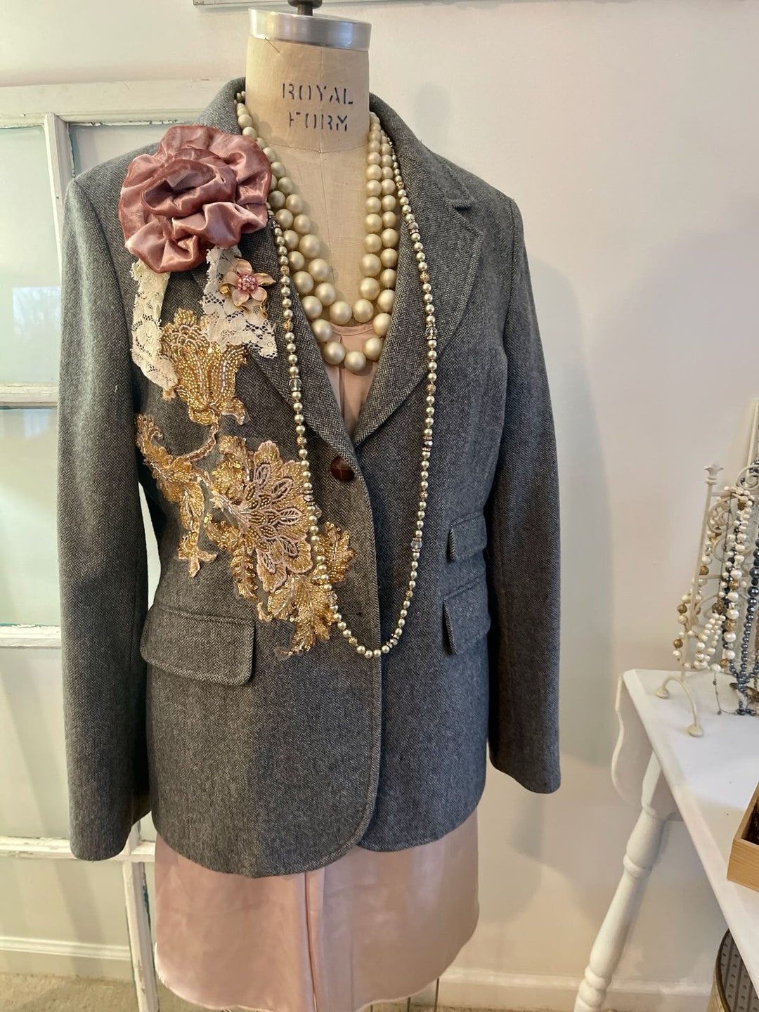 Artsy Boho Tweed Blazer Feminine Art Deco Style Altered Couture, Art to ...