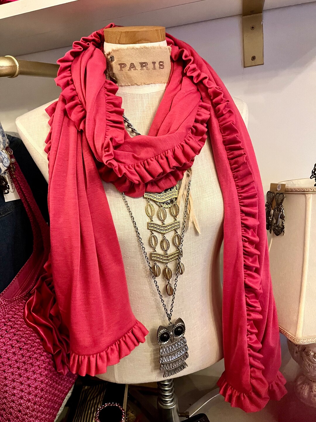 Handmade Gorgeous Warm Hot Pink Silky Scarf Ruffle Scarf - Etsy