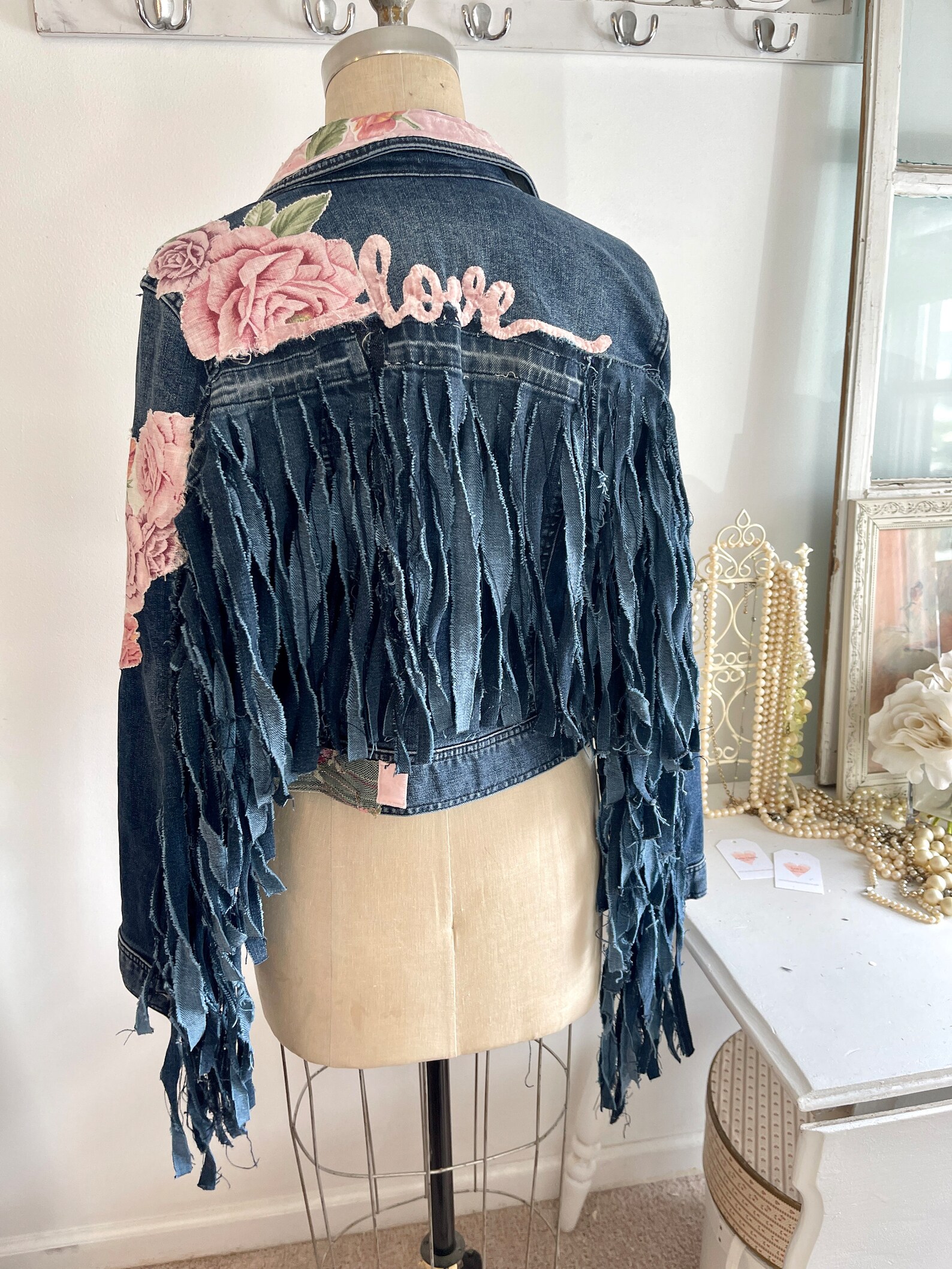 Country Girl FRINGE Denim Jean Jacket, French Country Girl Jean Jacket ...