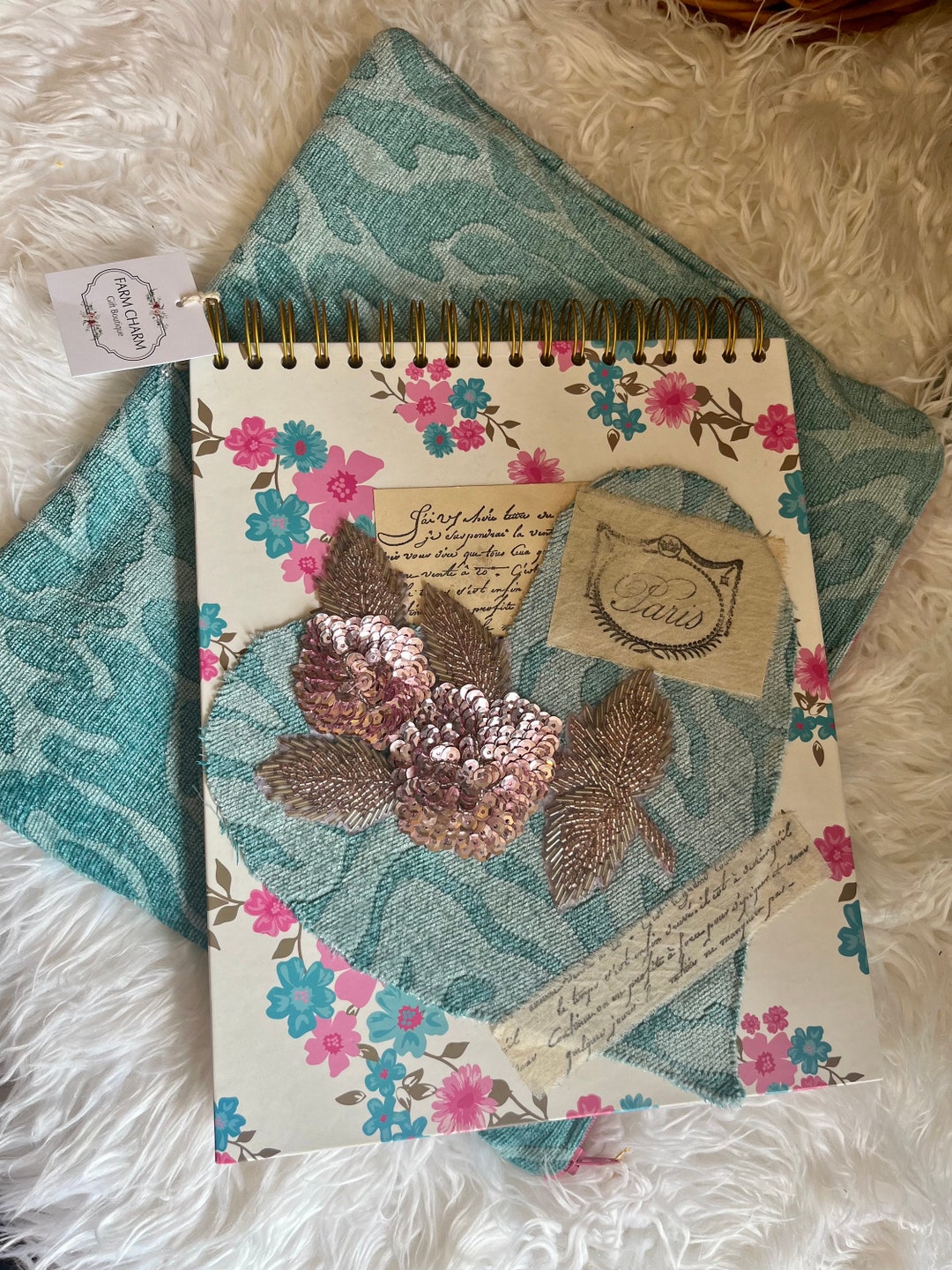 Shabby Vintage French Country Chic Upcycled Blank Journal With Matching ...