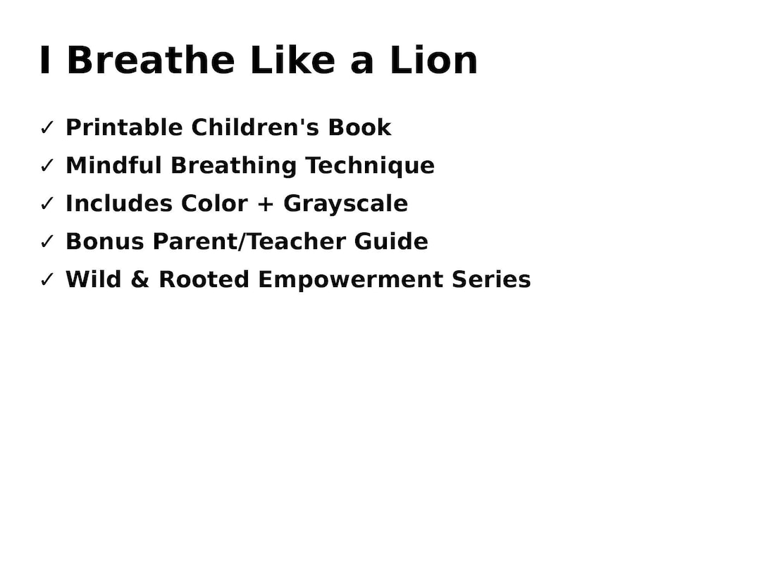 I Breathe Like a Lion Printable Children’s Book | Mindful Breathing for ...