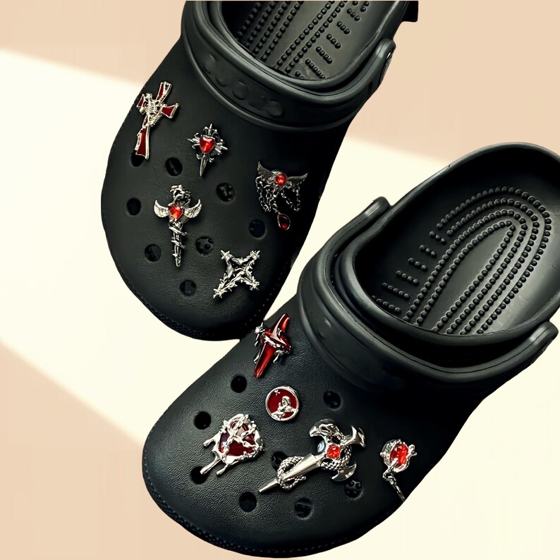 Gothic Clog Charms Set, Dark Aesthetic Shoe Chains for Crocs, Punk Goth ...