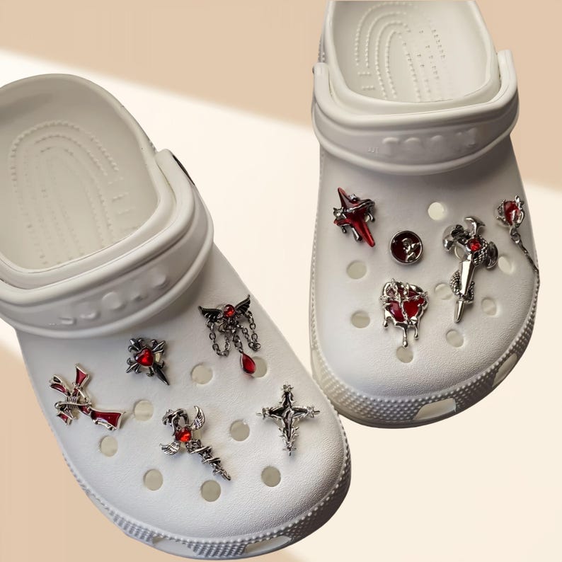 Gothic Clog Charms Set, Dark Aesthetic Shoe Chains for Crocs, Punk Goth ...