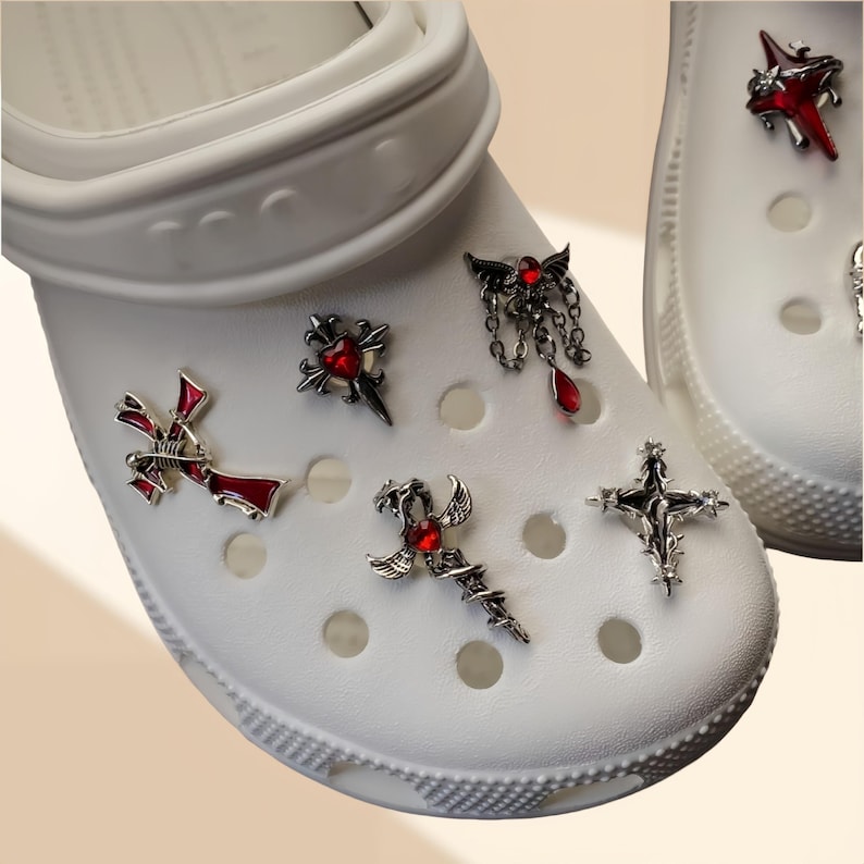 Gothic Clog Charms Set, Dark Aesthetic Shoe Chains for Crocs, Punk Goth ...