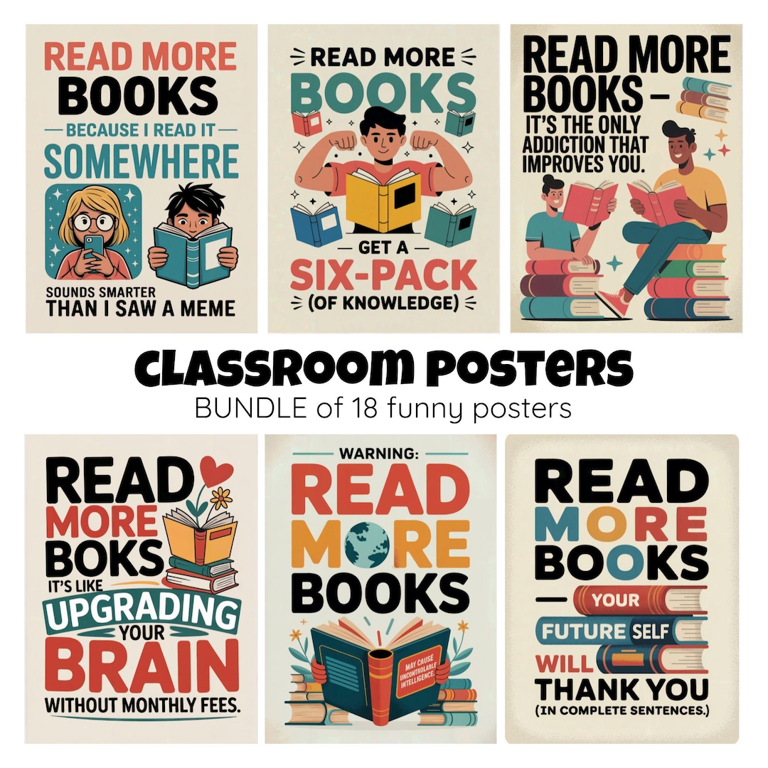 Funny Classroom Poster Bundle: Motivational, Colorful Prints (digital ...