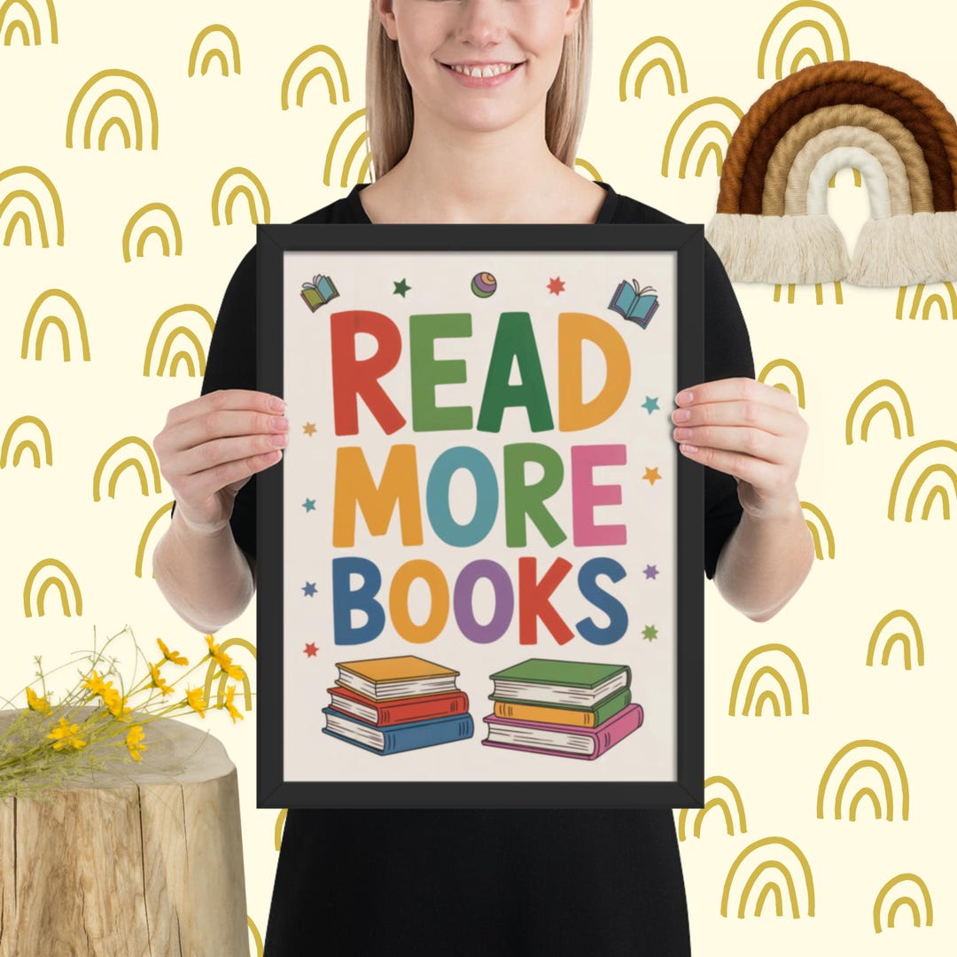 Read More Books Poster: Motivational Classroom Art, Gift for Readers - Etsy