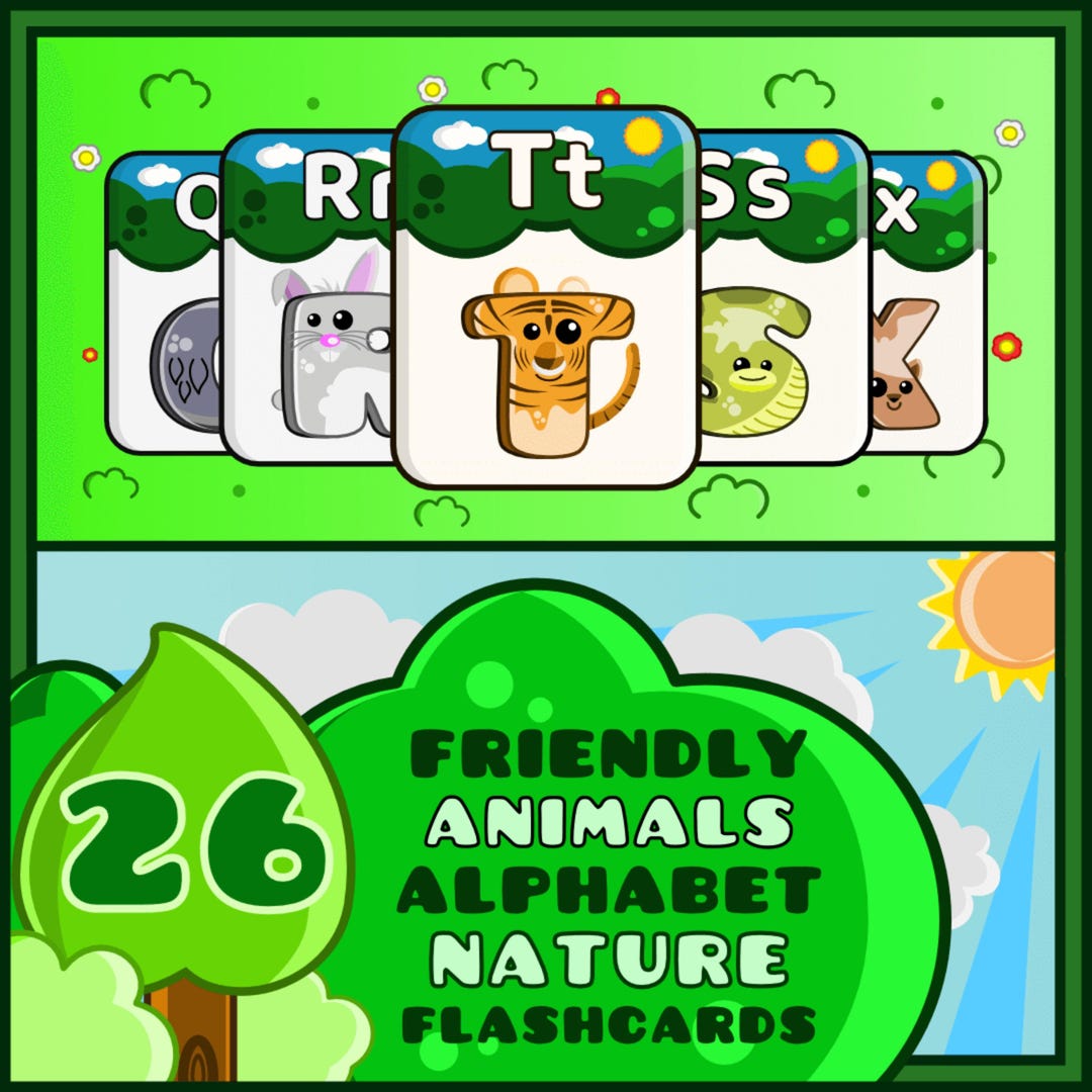 Animal Alphabet Flashcards: ABC Printable Cards for Toddlers (digital ...