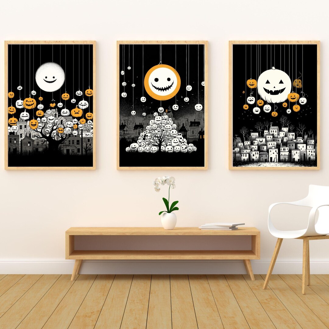 Set of 3 - Spooky Pumpkin Magic Posters: Fun Halloween Wall Print ...