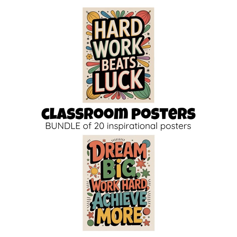 Inspirational Classroom Poster Bundle: Motivational Decor (digital ...