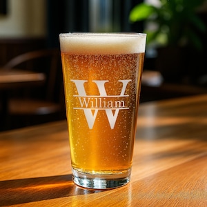 Personalized Monogram Beer Glass With Name – Custom Engraved Glassware ...