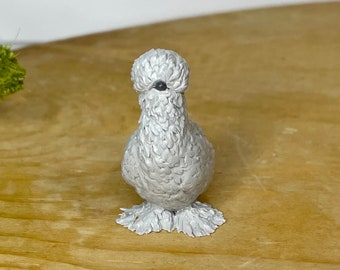 Cream Silkie Chicken With Santa Hat, Mini Clay Ornament, Holiday ...