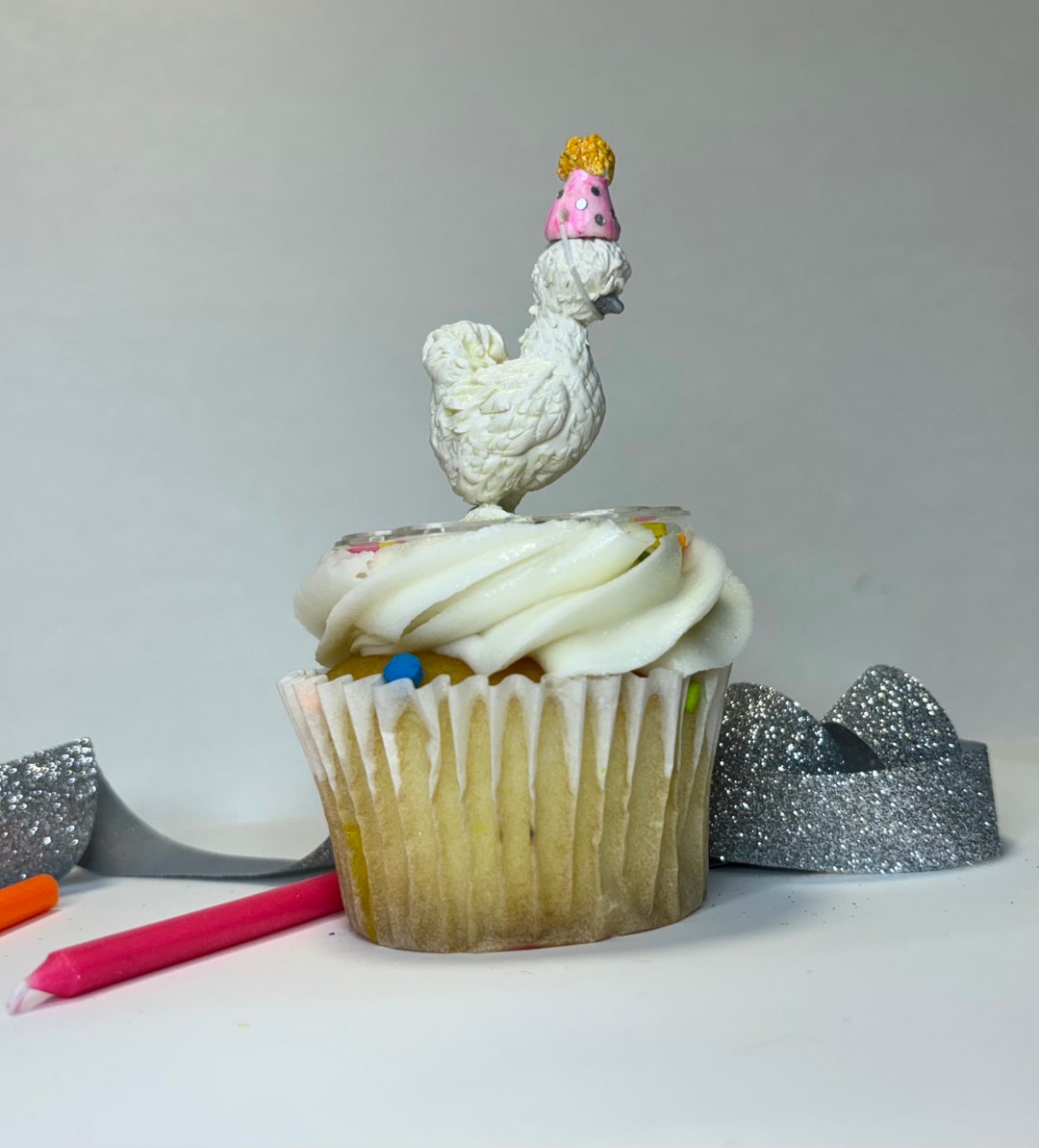 Birthday Silkie Chicken Cake Topper, Young White Silkie - Etsy
