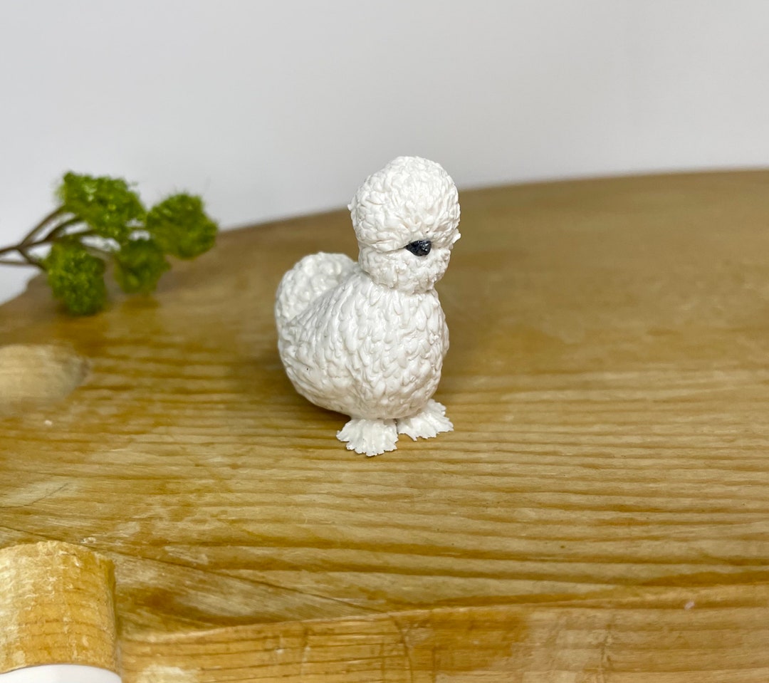 White Silkie Chicken, Mini Clay Figurine - Etsy