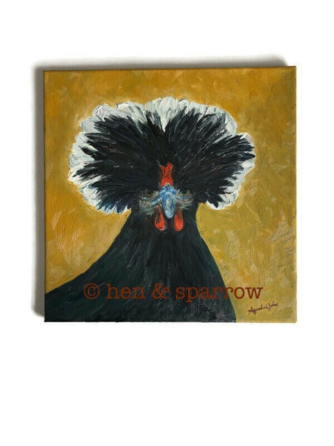 Polish Rooster Original Oil Painting, "clem,” Chicken Wall Art ...