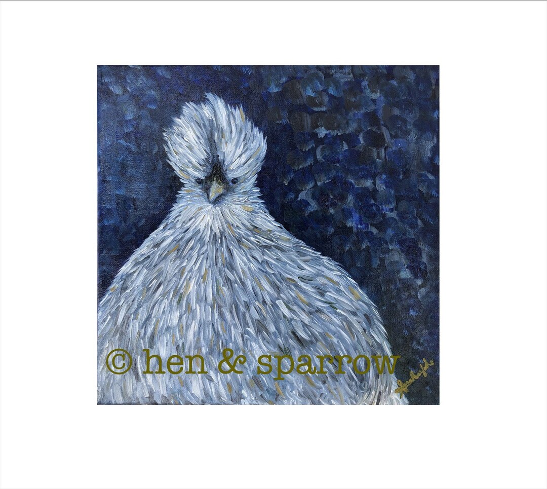 Silkie Chicken Oil Painting: "blue Martha" Impressionism Art, 12x12 ...