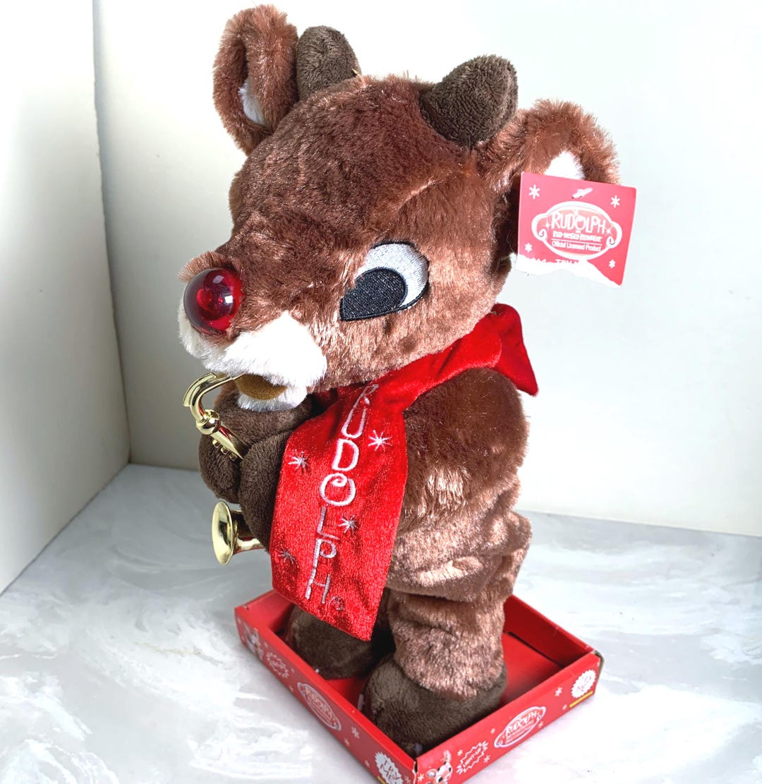 Vintage Dan Dee Animated Rudolph Red Nose Reindeer Playing Saxophone - Etsy