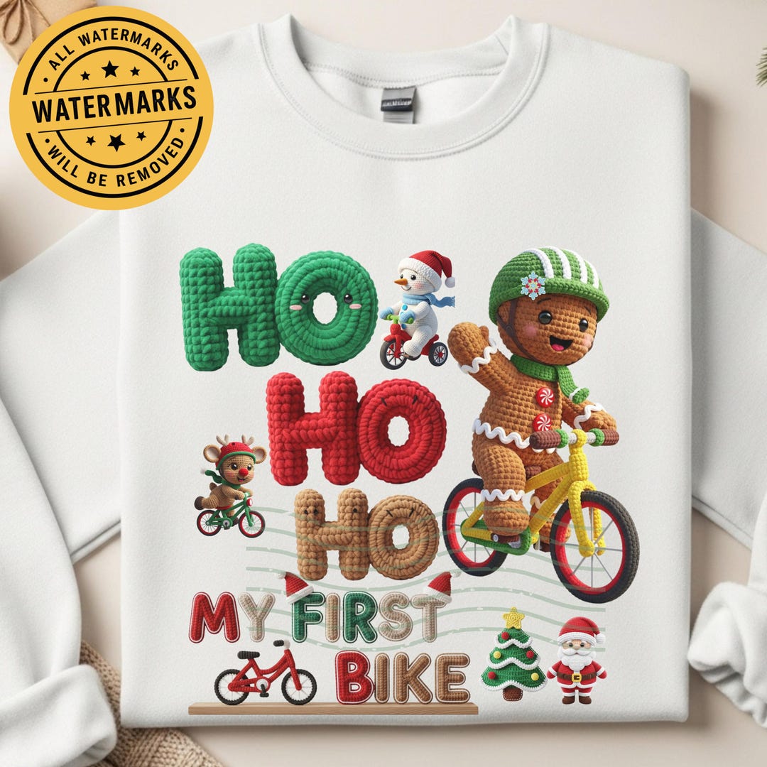 Christmas Crochet My First Bike PNG, Gingerbread Rider Clipart (digital ...