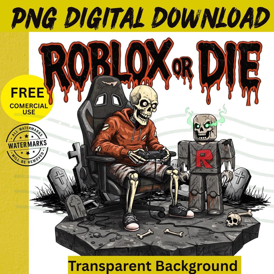 Roblox Skeleton Gamer PNG: Halloween Gaming Clipart (digital Download ...