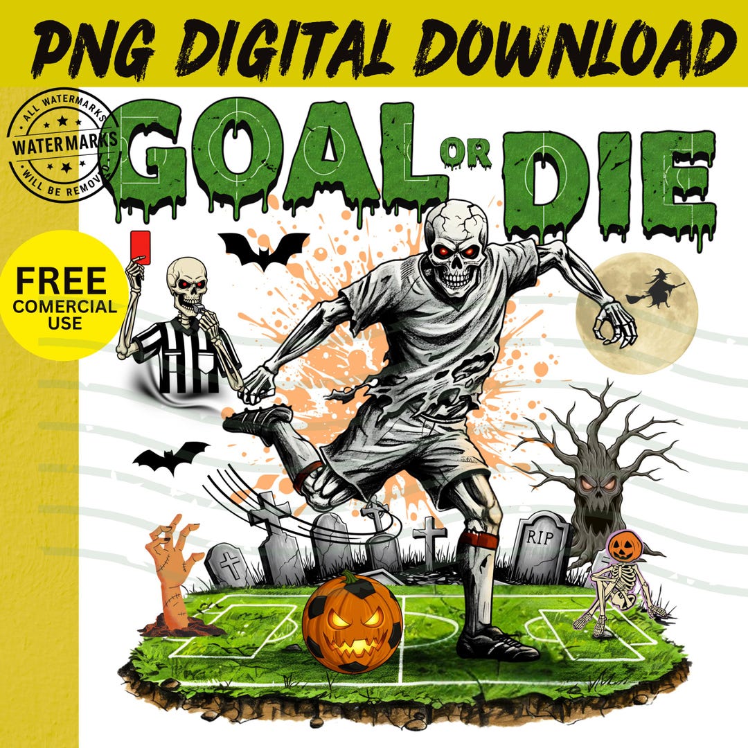 Skeleton Soccer Halloween PNG: Spooky Zombie Football Art (digital ...