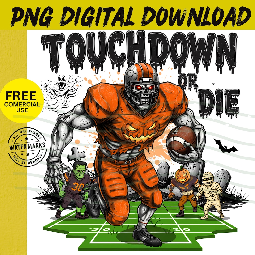 Skeleton Football Player PNG: Halloween Zombie Sports Clipart (digital ...