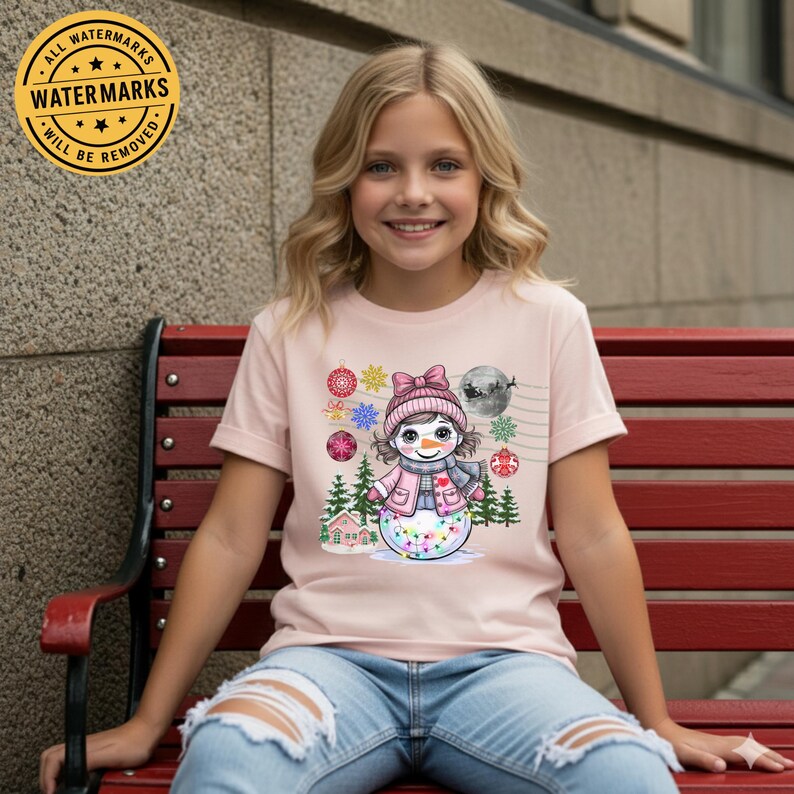 Cute Pink Snow Girl Png, Cottagecore Christmas Snowman PNG, Retro ...