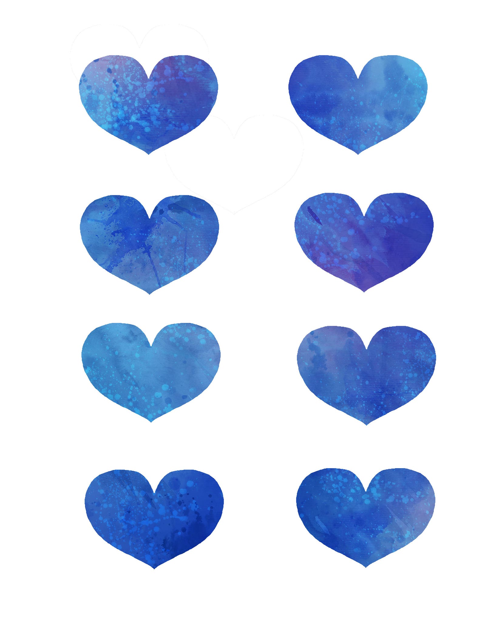 Blue Hearts DIY Instant Download, Printable Valentine, Printable Hearts ...