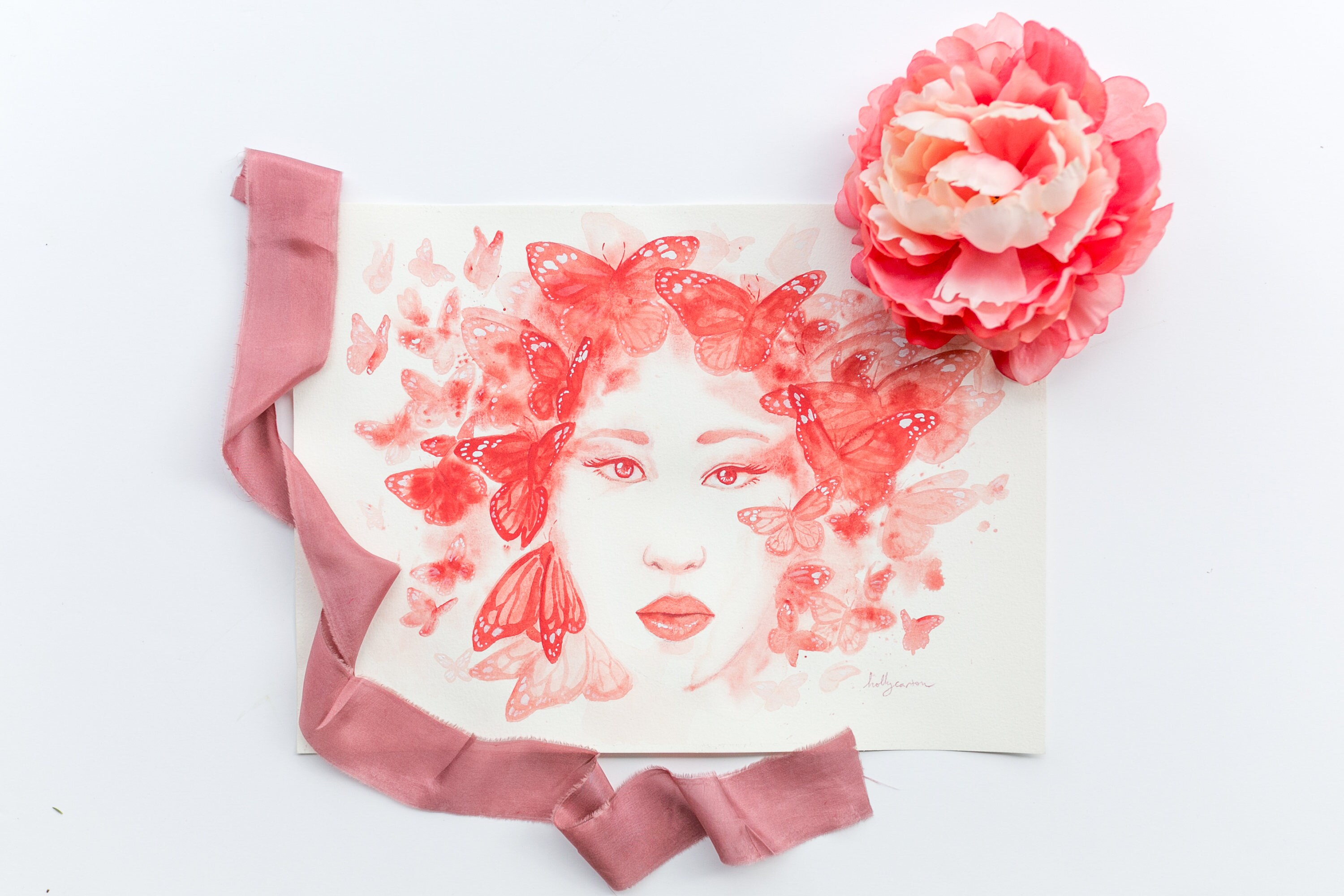 Red Butterfly Art Print, Print of illuminate, Butterfly Art, Watercolor ...