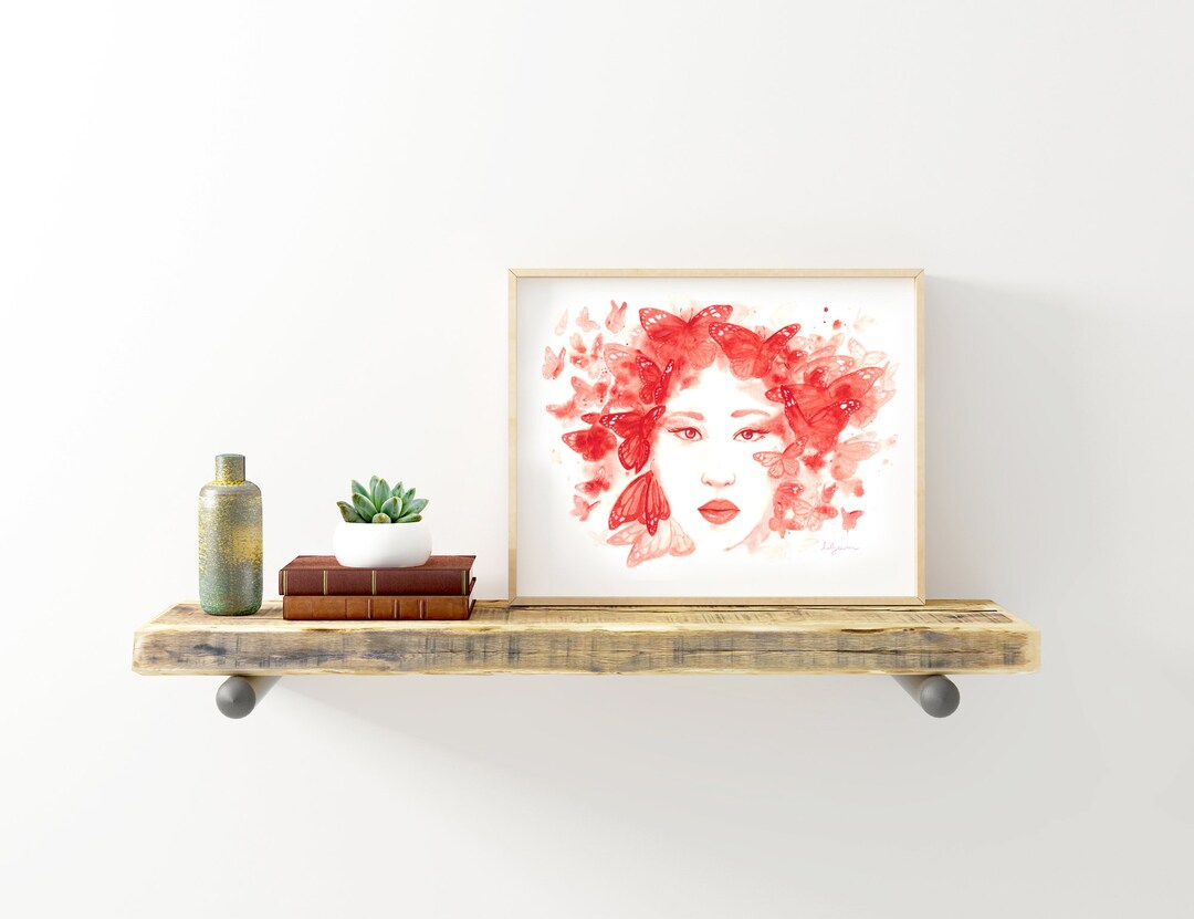 Red Butterfly Art Print, Print of illuminate, Butterfly Art, Watercolor ...