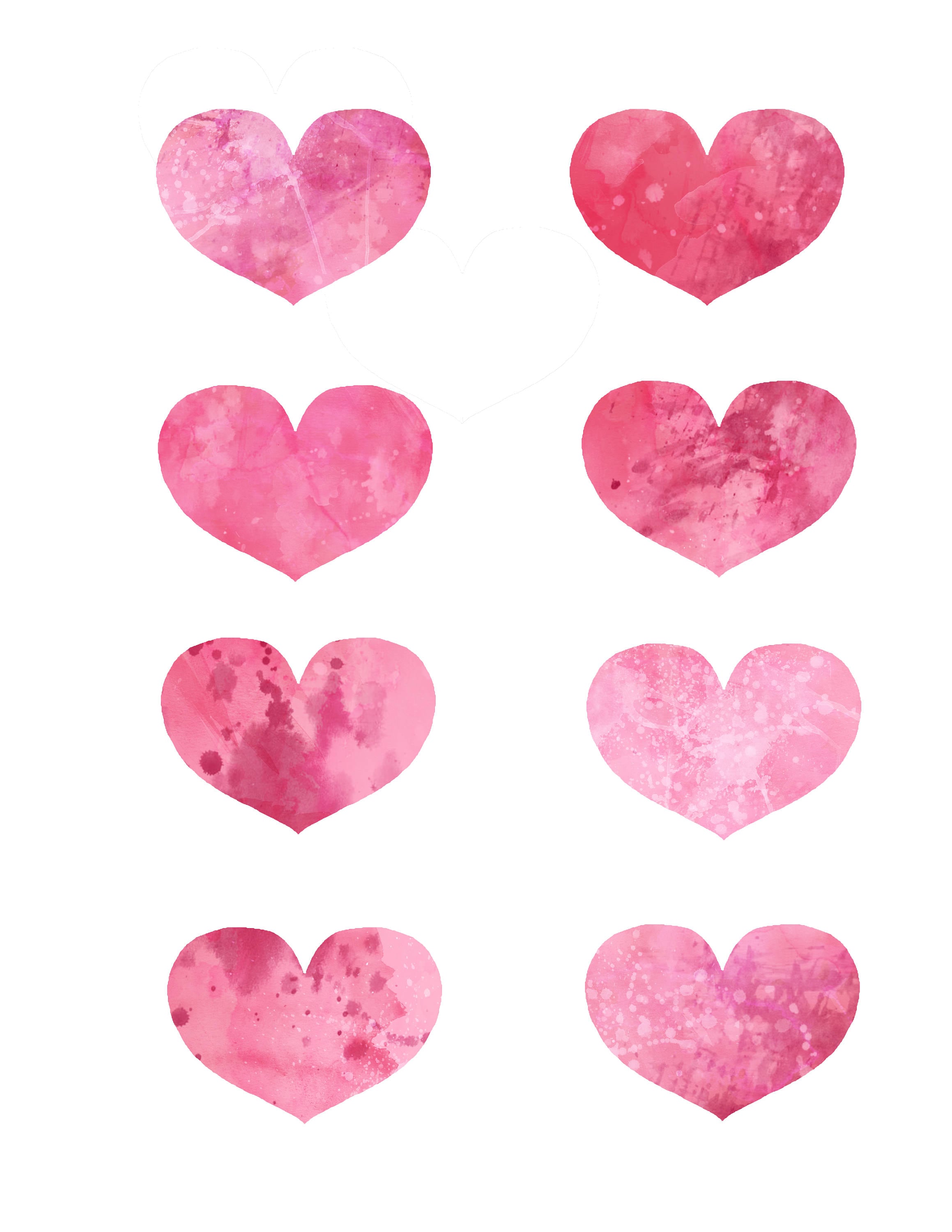 Pink Hearts DIY Instant Download, Printable Valentine, Printable Hearts ...