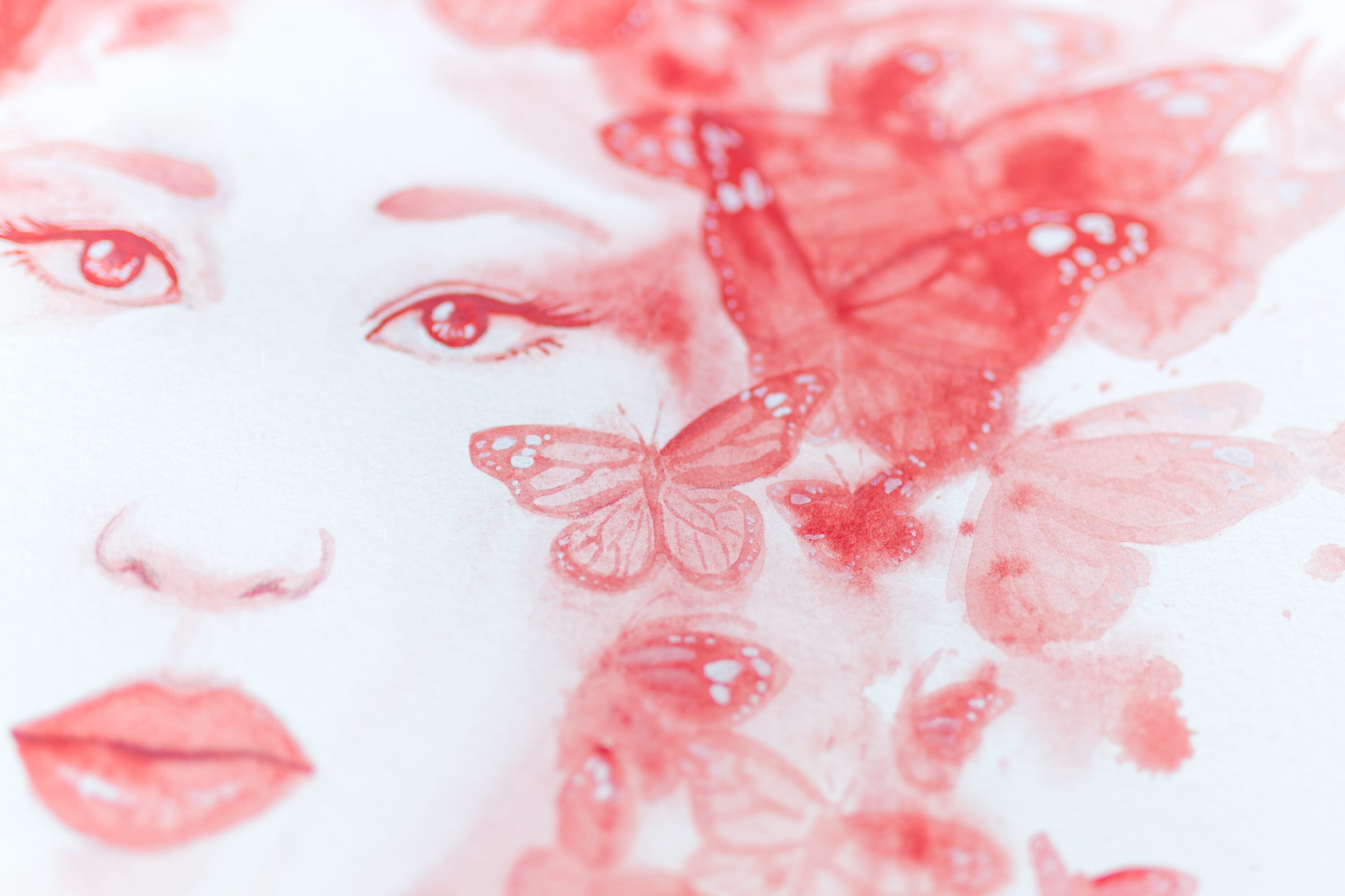 Red Butterfly Art Print, Print of illuminate, Butterfly Art, Watercolor ...