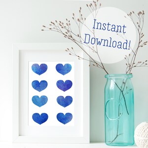 Blue Hearts DIY Instant Download, Printable Valentine, Printable Hearts ...