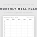 Monthly Meal Plan Template, Two Versions, Letter/a4 Sizes, Instant ...