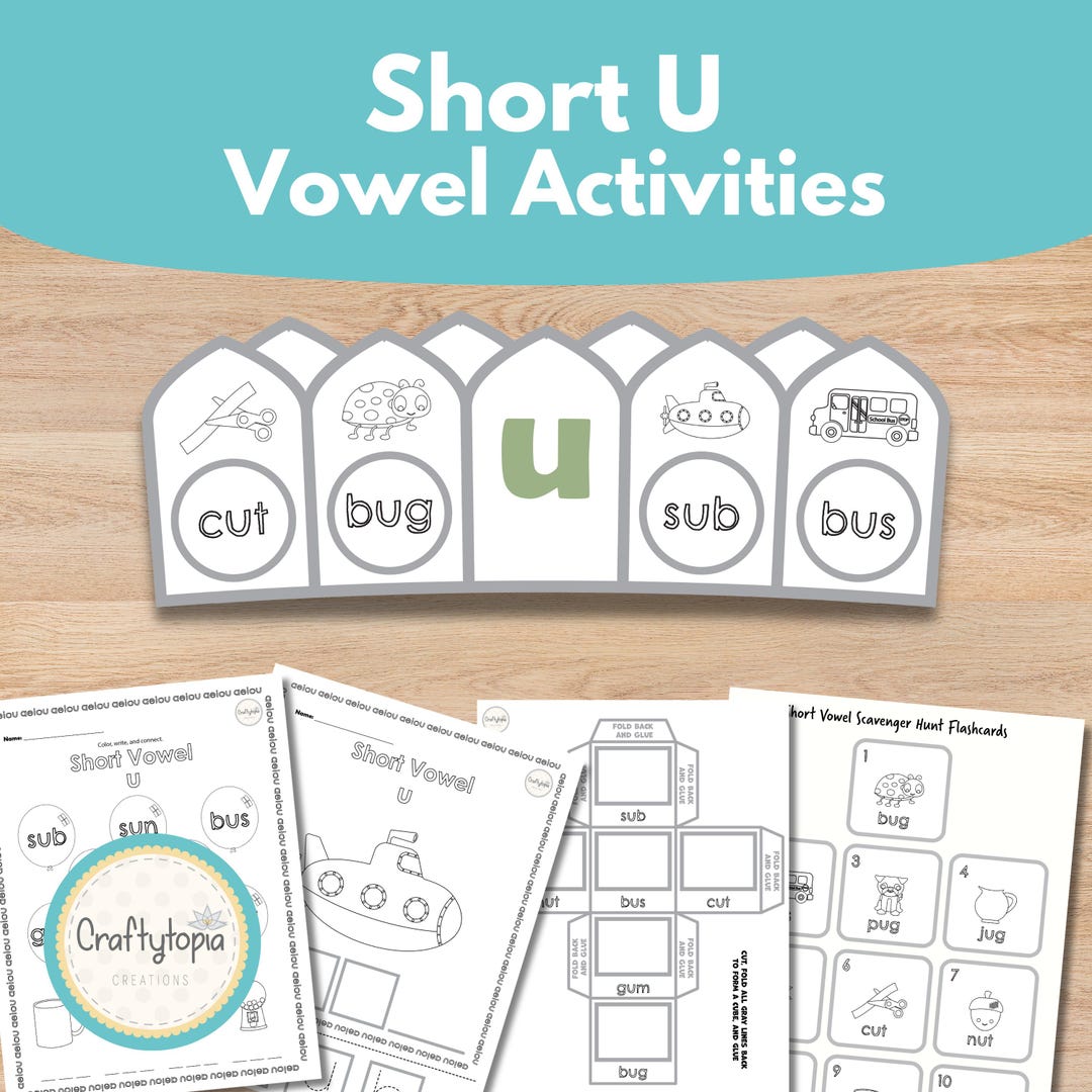 Short U Sound Worksheet Bundle | CVC Word Games (PDF Pattern) - Etsy