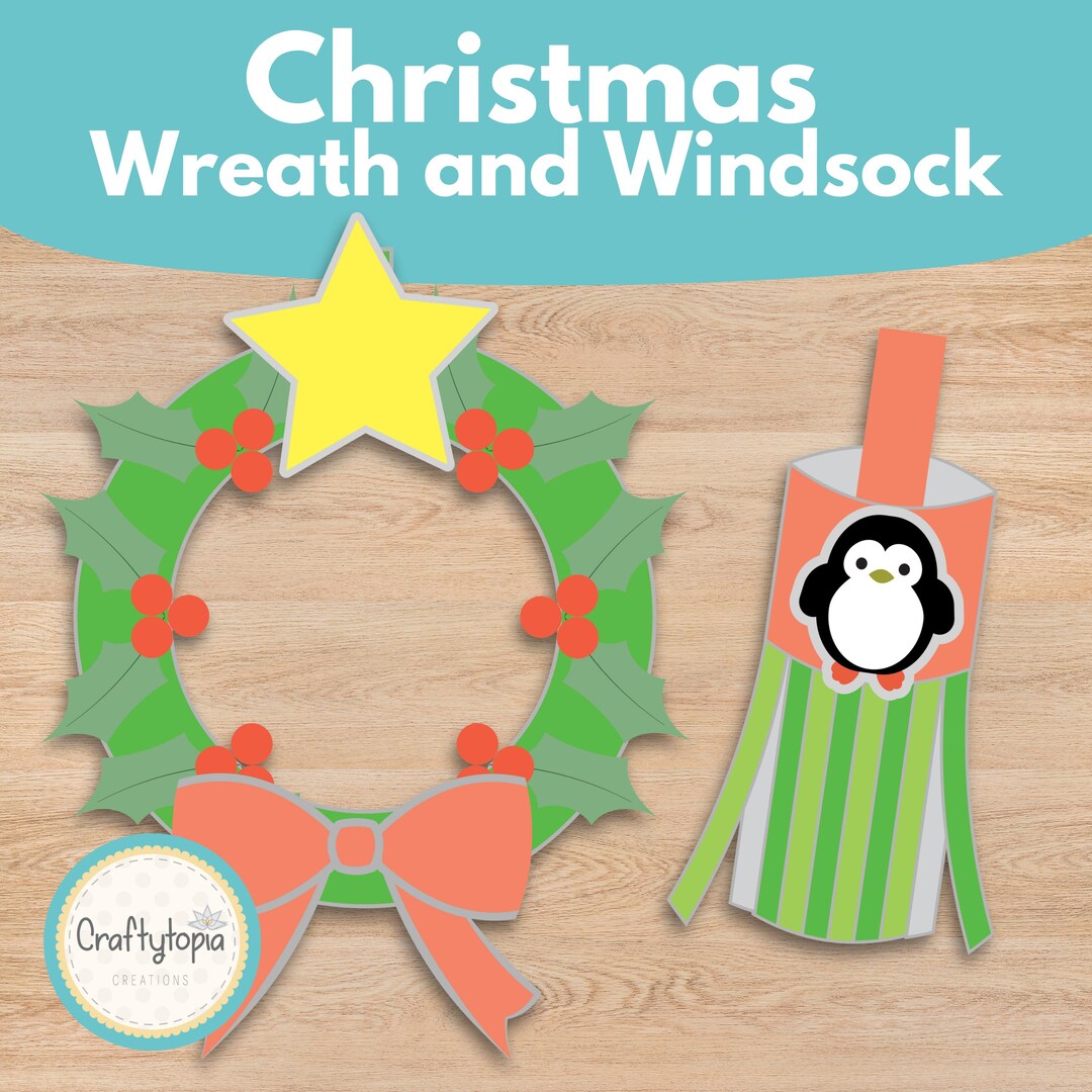 Christmas Wreath & Windsock Craft | Printable Holiday Activity (PDF ...