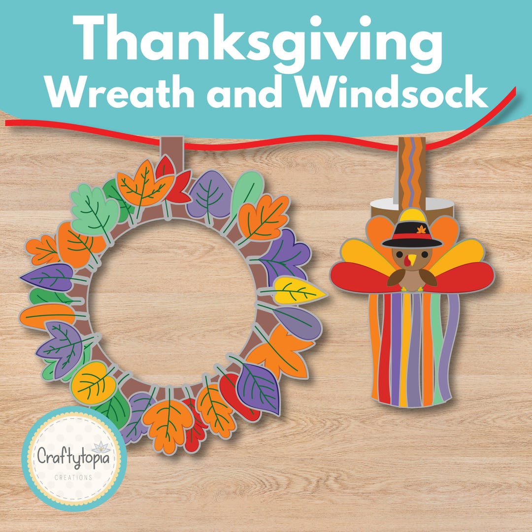 Thanksgiving Wreath & Windsock Craft | Printable Kids Activity (digital ...