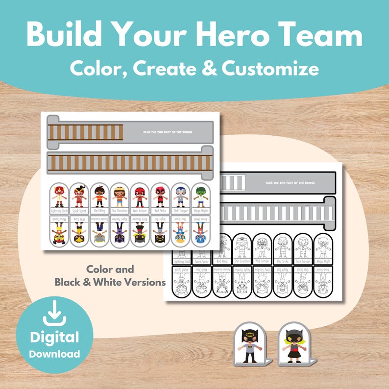 Superhero Paper City Printable | Kids Cut & Paste Craft Play Set ...