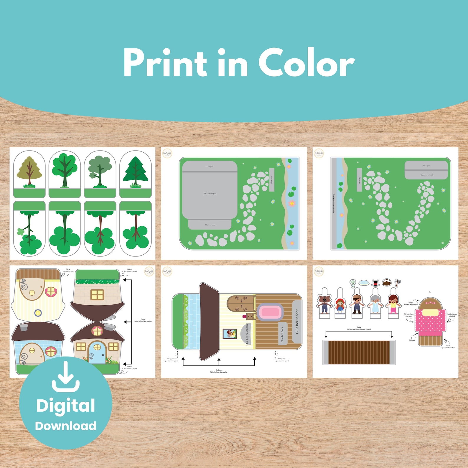 Little Red Riding Hood Printable | Fairy Tale Story Set | Puppet Craft ...