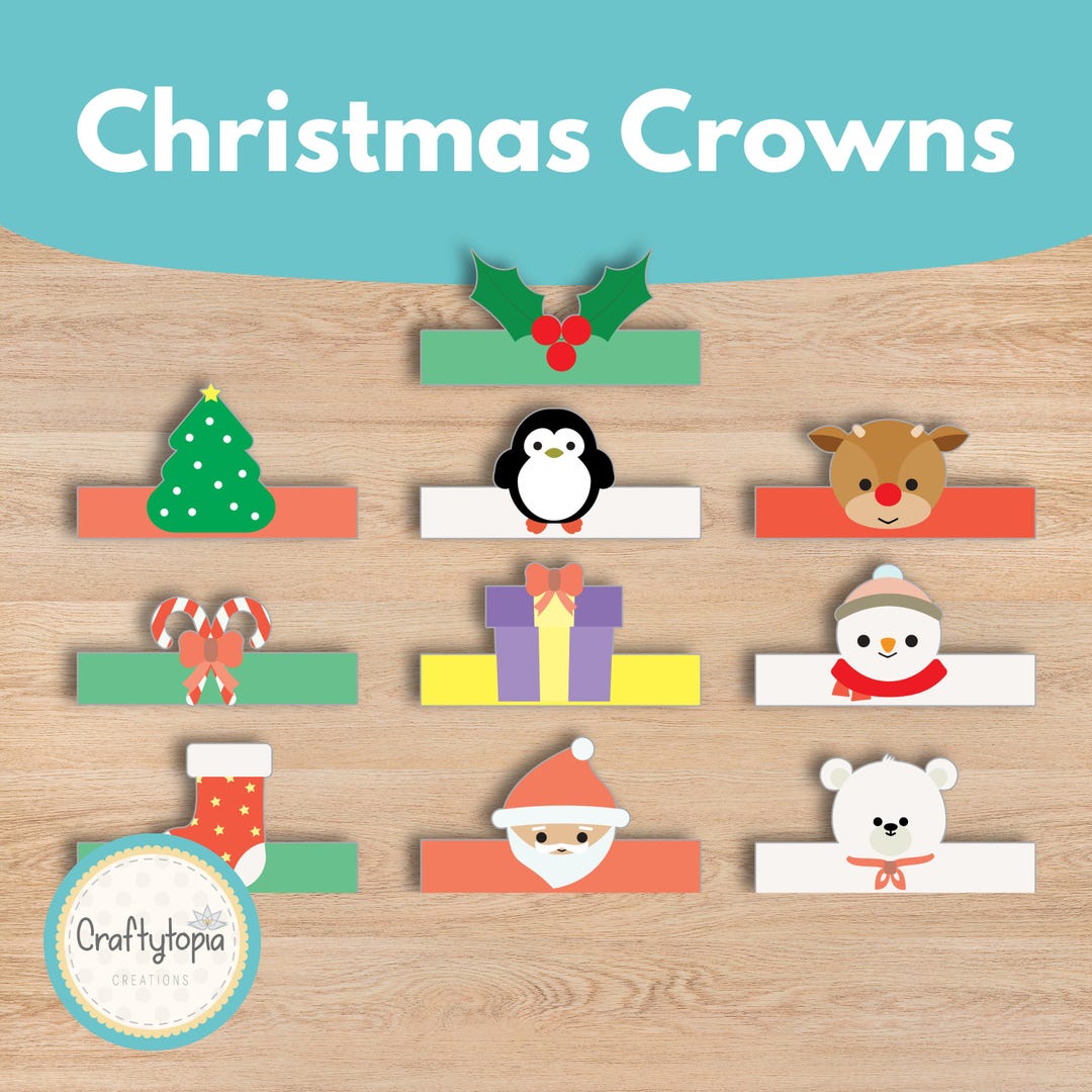 Printable Christmas Crowns for Kids | Holiday Headbands Craft (PDF) - Etsy