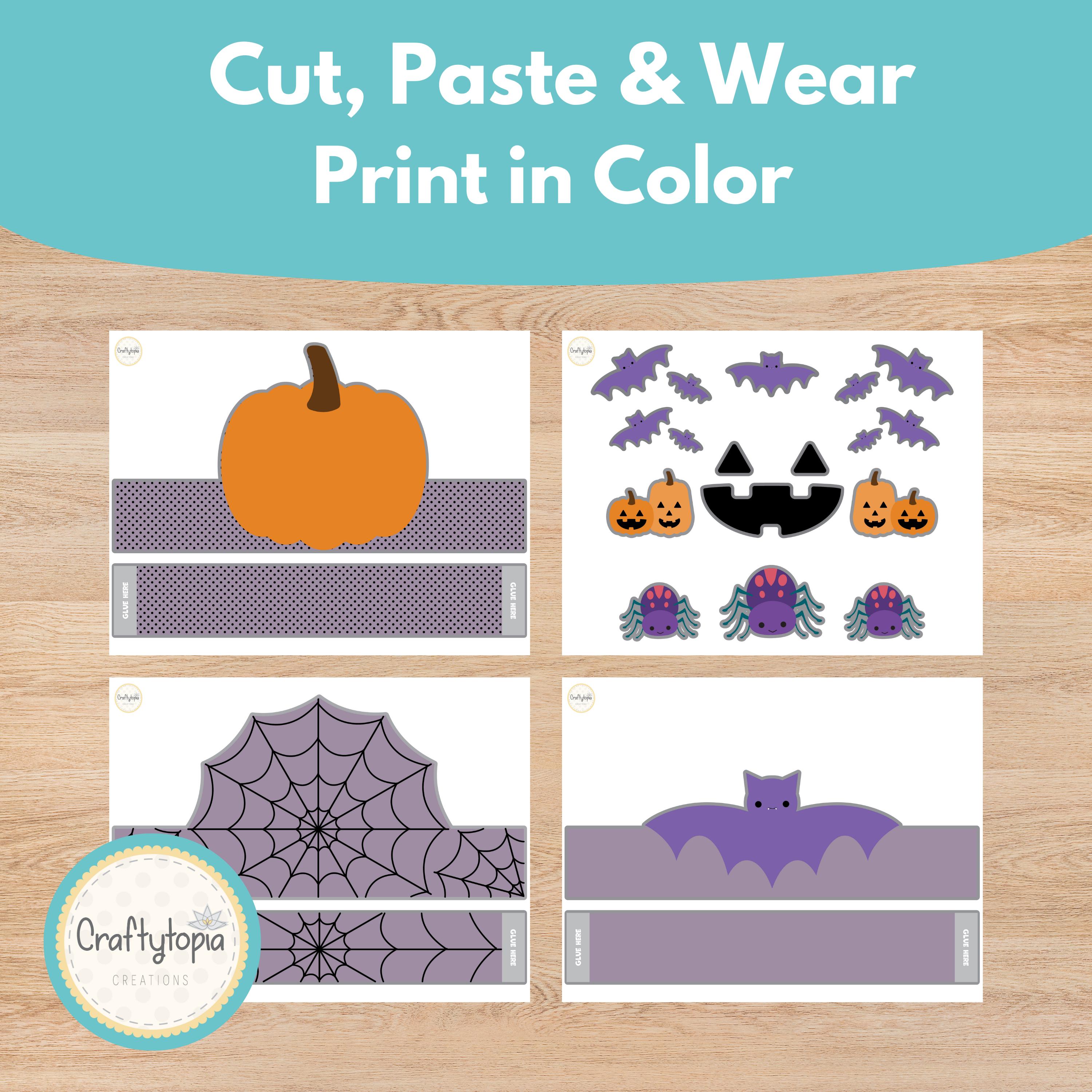DIY Halloween Crowns | Printable Pumpkin, Spiderweb & Bat Craft ...