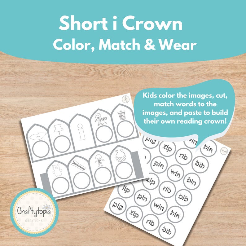 Short I Sound Worksheets | Printable CVC Phonics Activities |crown ...
