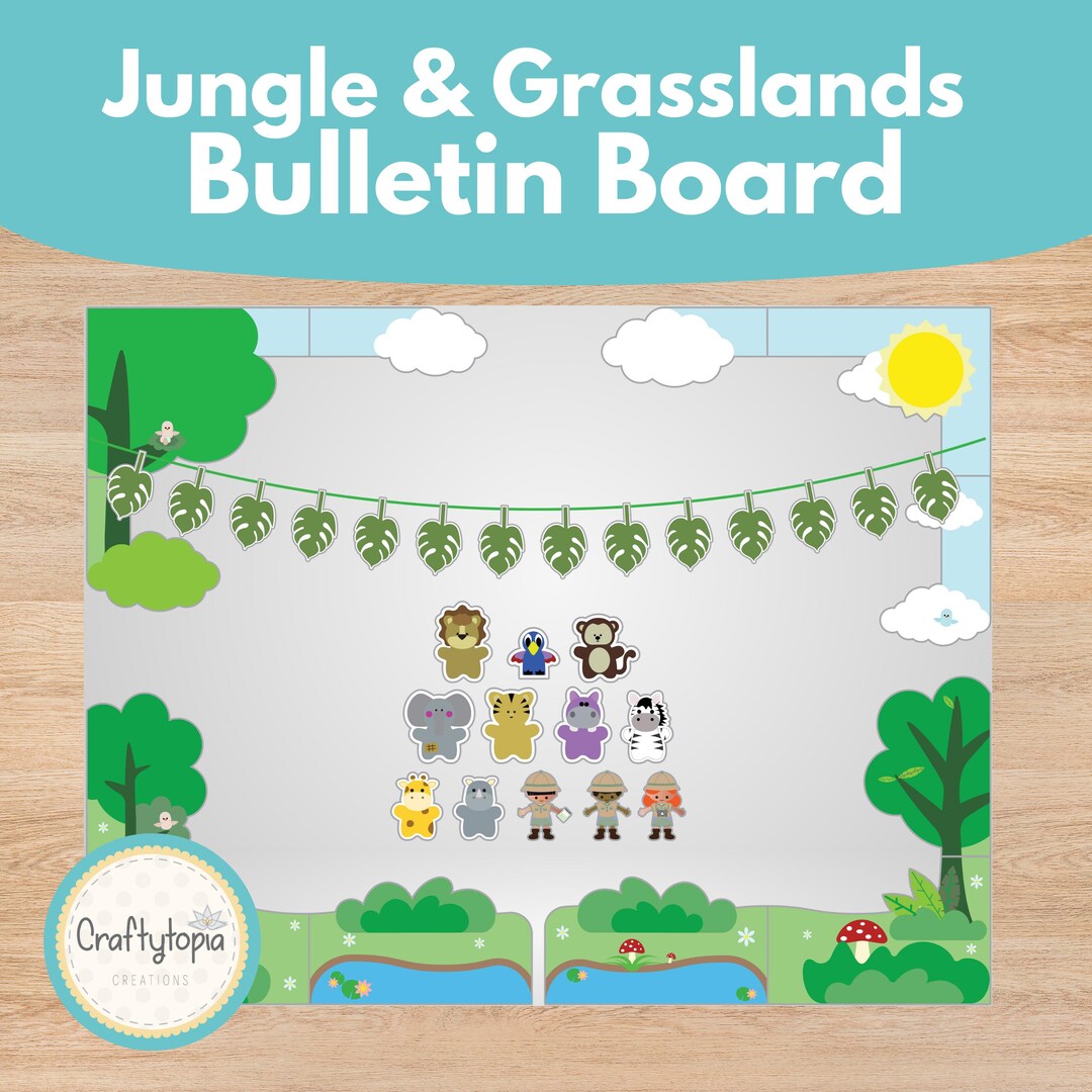 Jungle Bulletin Board Set | Safari Animal Classroom Decor | Printable ...
