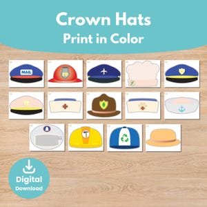 Community Helpers Crowns Hats Printable | Career Day Homeschool ...
