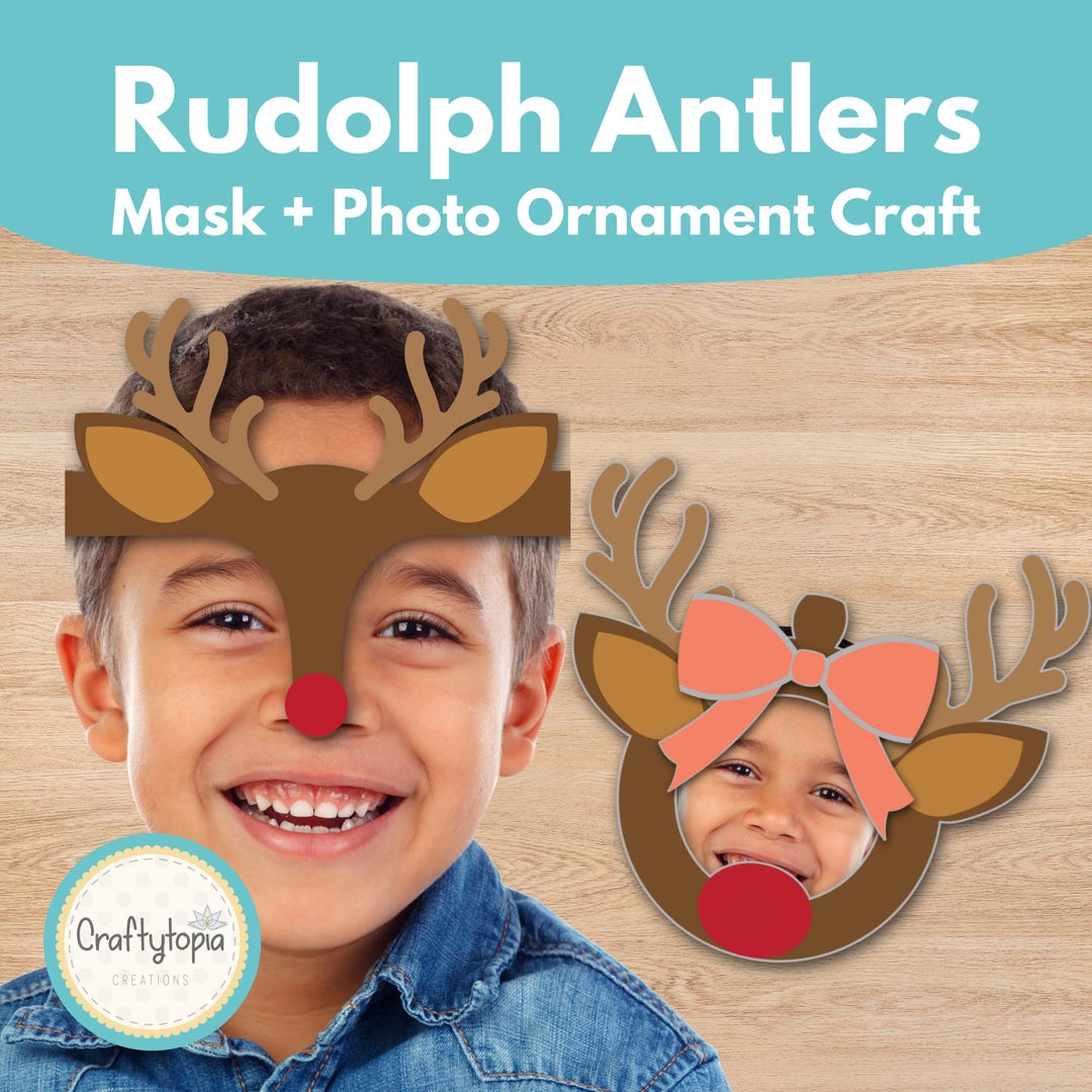 Rudolph Reindeer Mask | Printable Christmas Craft, Antlers Crown ...