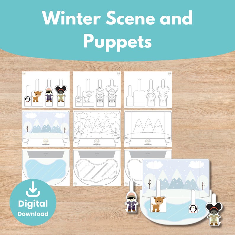 Winter Scene Puppets Printable | Kids Storytelling Craft (digital ...