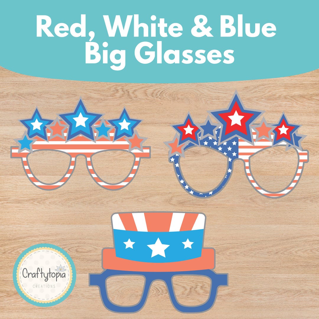Patriotic Glasses Craft Printable | USA Kids Activity (digital Download ...