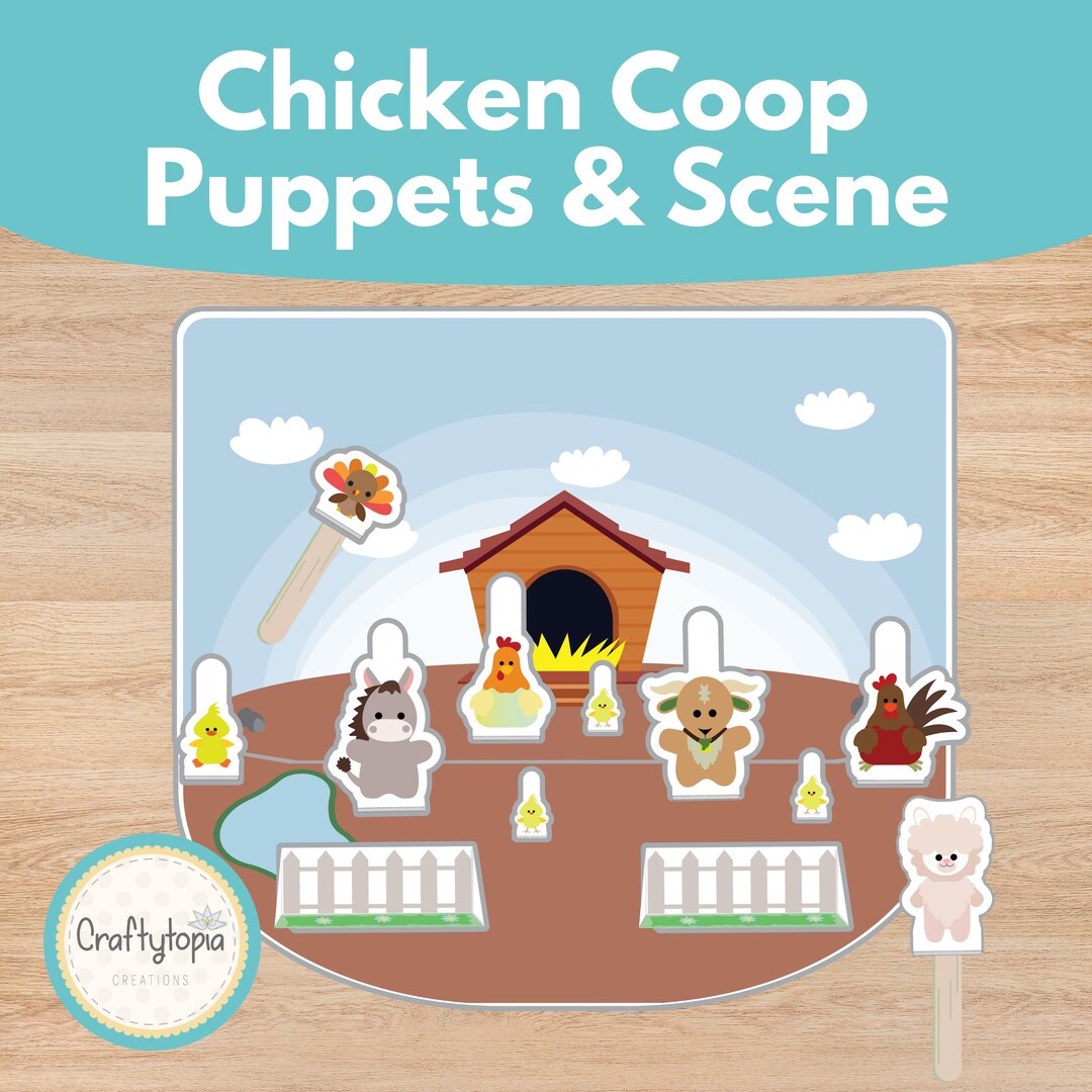 Farm Animals Puppet Set | Chicken Coop Storytelling Scene (digital ...
