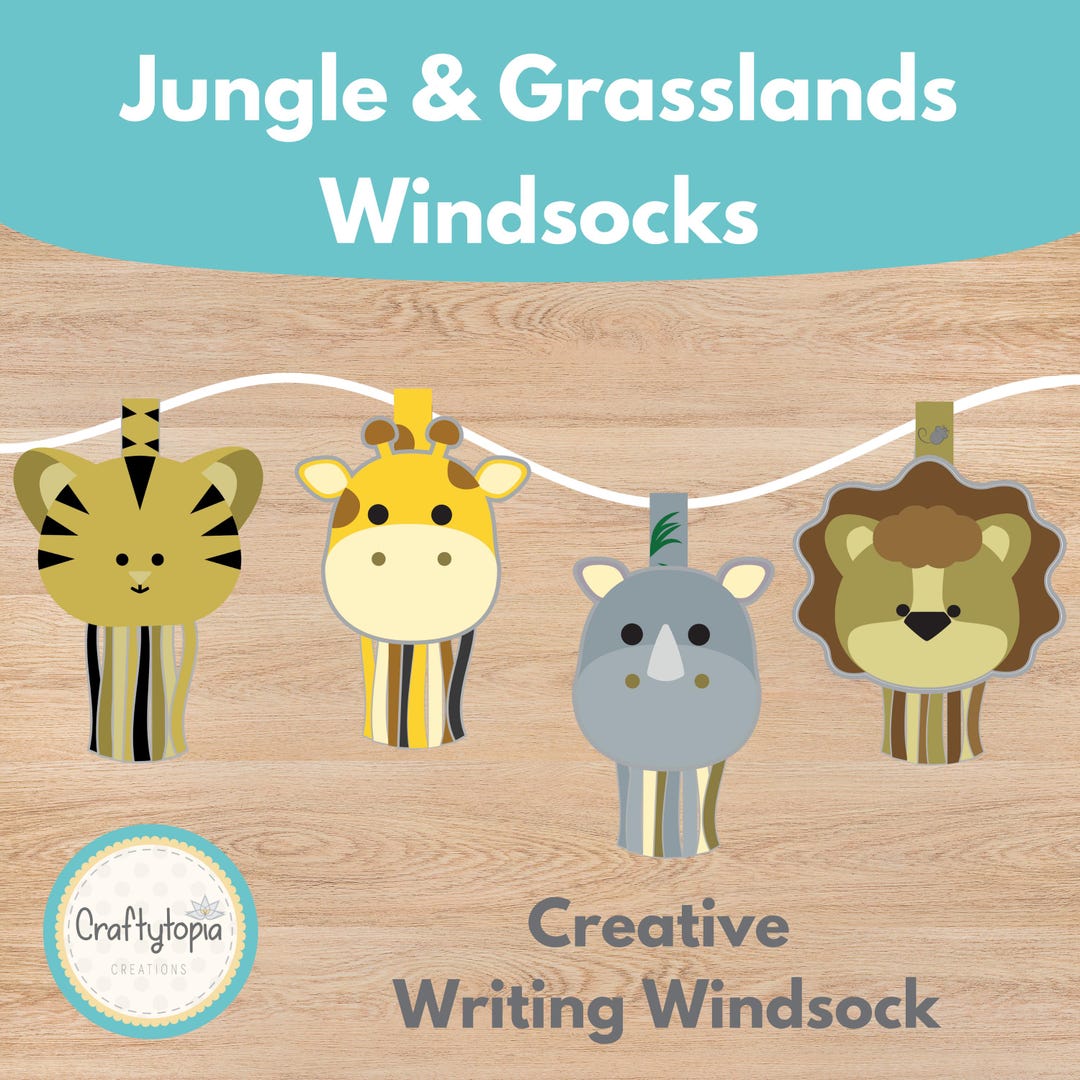 Jungle Animal Windsock Craft | Printable Writing Activity for Kids |zoo ...