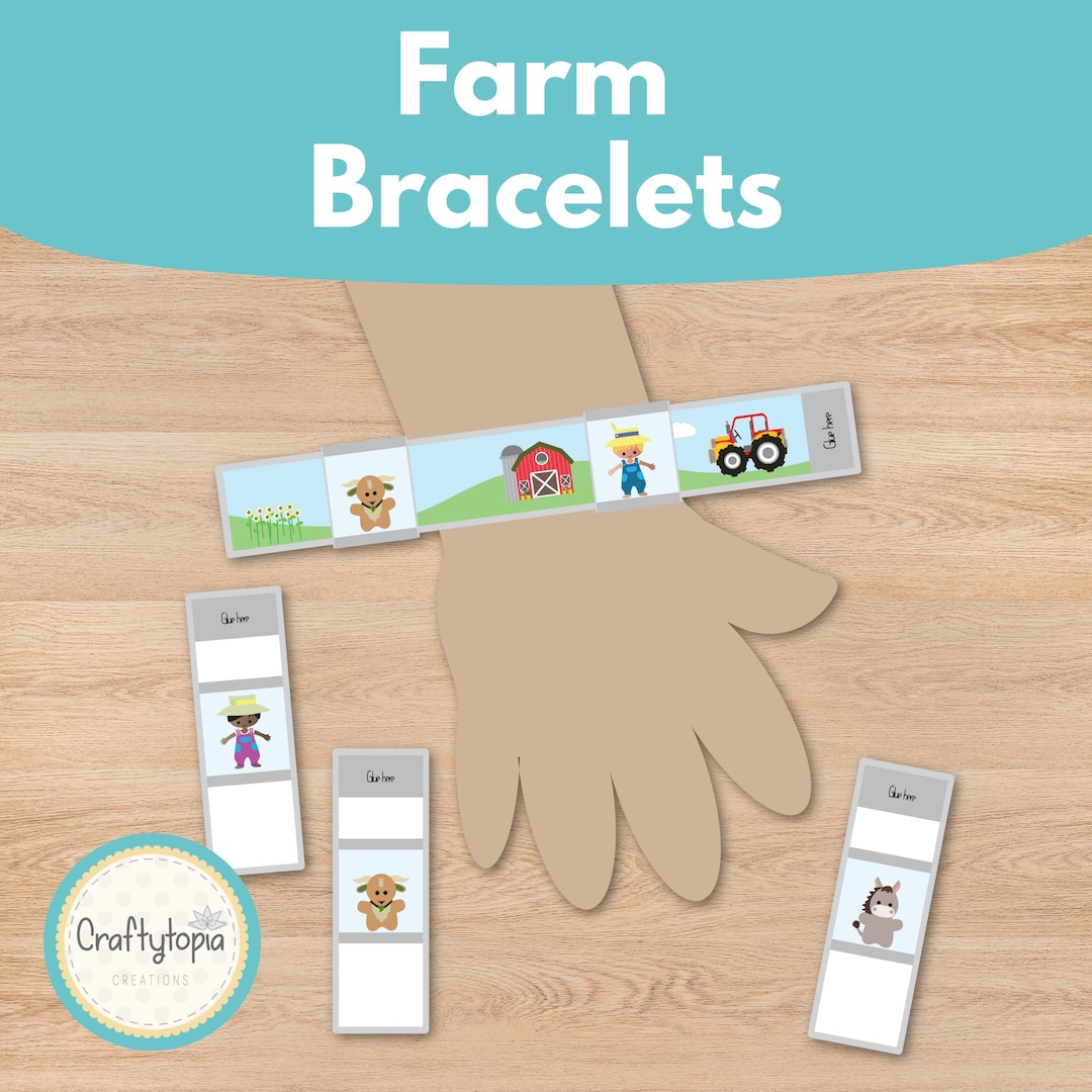 Printable Farm Animal Bracelet Craft | Kids DIY Jewelry (PDF Pattern ...