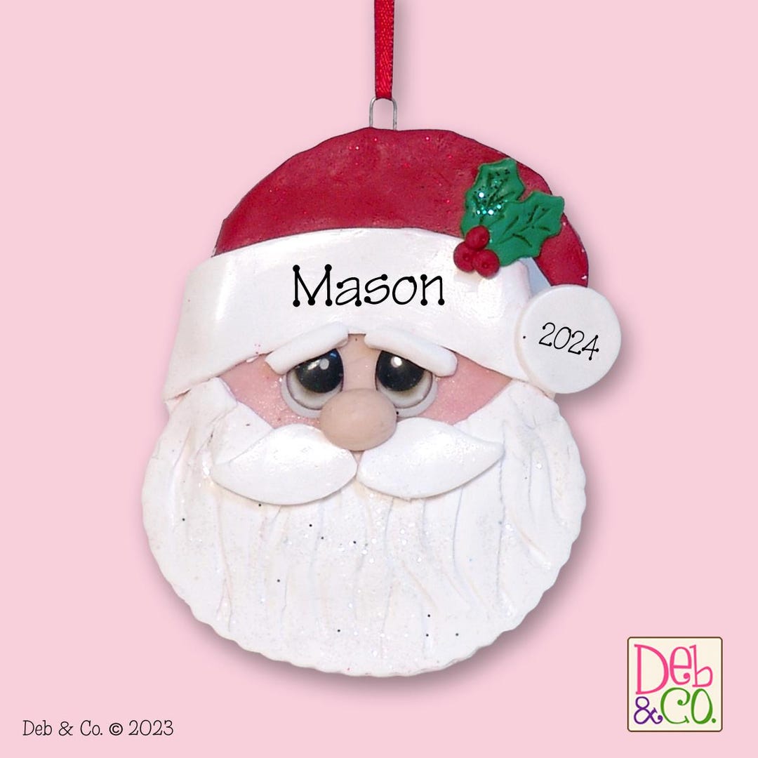 Santa Face HANDMADE POLYMER CLAY Personalized Christmas Ornament - Etsy